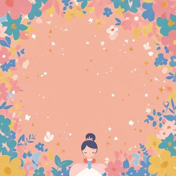 Download Whimsical Princess Illustration with Floral Border Backgrounds ...
