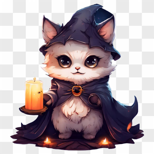 Download Kawaii Cat Wizard Holding a Candle Kawaii Online - Creative ...