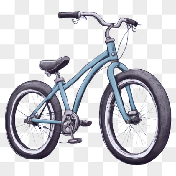 Download Blue Bicycle with Thick Tires Cartoons Online - Creative Fabrica
