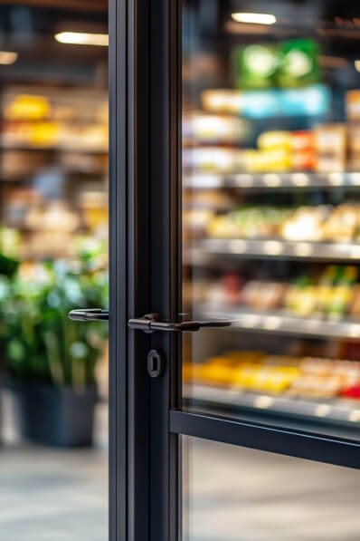 Download Modern Grocery Store Entrance with Glass Door Mockups Online ...