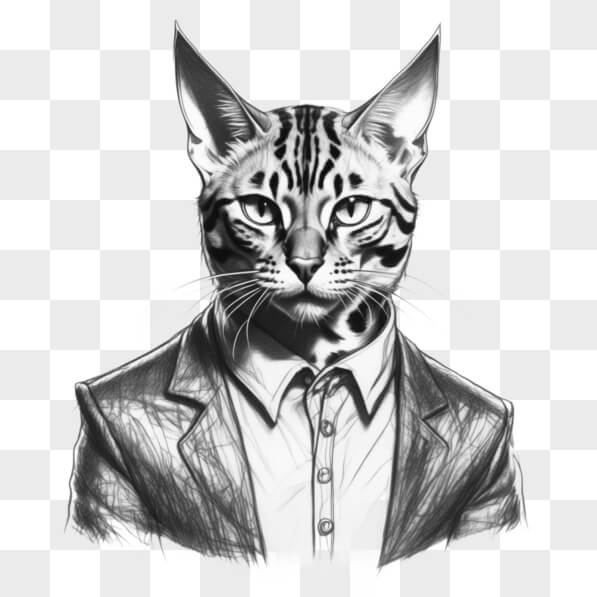 Download Stylized Cat Character in Formal Suit Sketches Online ...