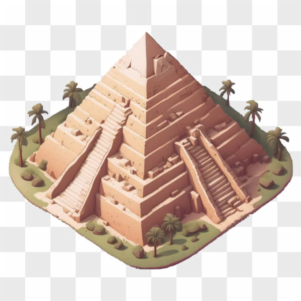 Download Stylized Pyramid Surrounded by Palm Trees Cartoons Online ...