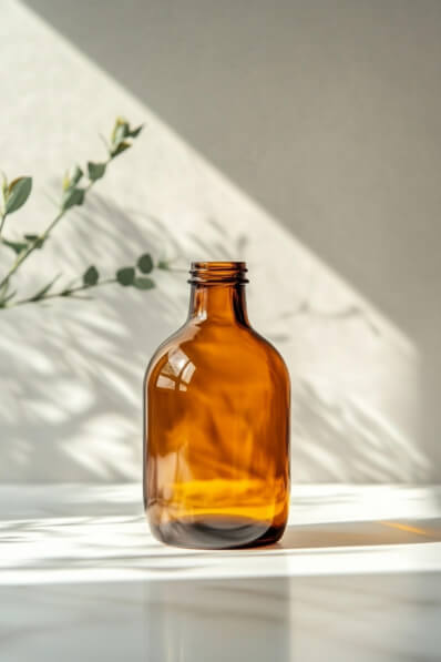 Download Amber glass bottle with natural light and shadow Mockups ...