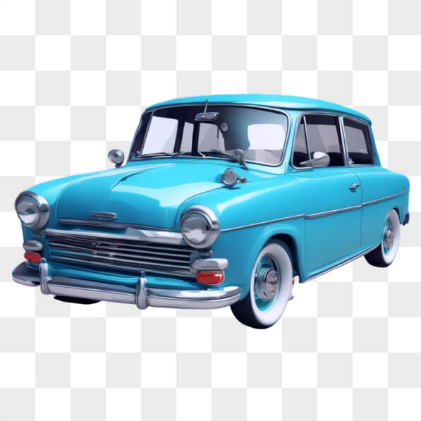 Download Vintage Turquoise Auto Cartoons online op Creative Fabrica