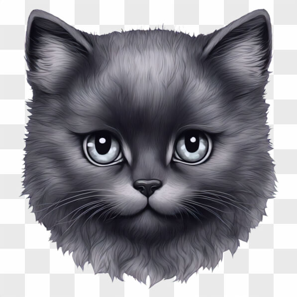 Download Illustrated Cat Face with Gray Fur Cartoons Online - Creative ...