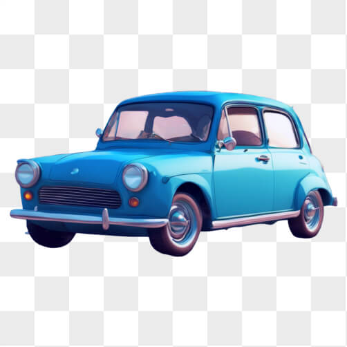 Download Vintage Blue Car with White Roof Cartoons Online - Creative ...