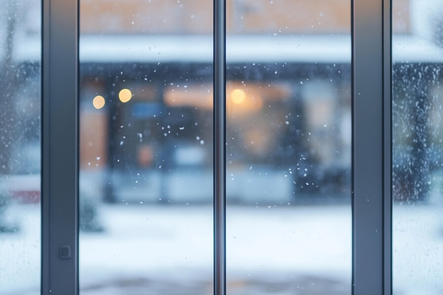 Download Snowy Winter View Through Glass Doors Mockups Online ...