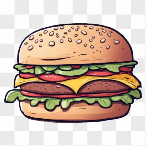 Download Cartoon Hamburger with Layers of Fresh Ingredients Cartoons ...
