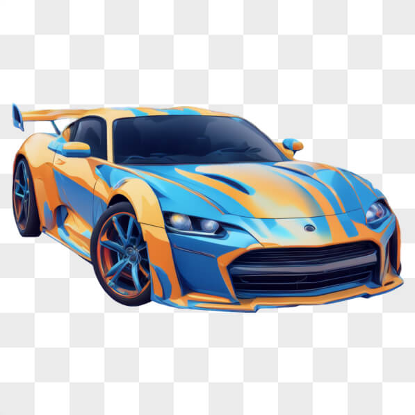Descarga Coche deportivo vibrante con diseño azul y naranja Cartoons En ...