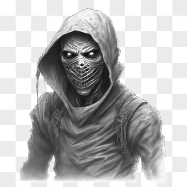 Download Eerie Hooded Character with Skeletal Mask Sketches Online ...