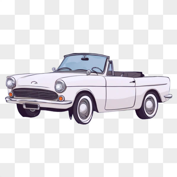 Download Vintage White Convertible Car Cartoons Online - Creative Fabrica