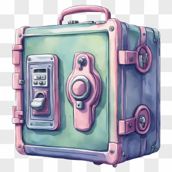 Download Vintage Safe or Lockbox with Green and Pink Design Cartoons ...