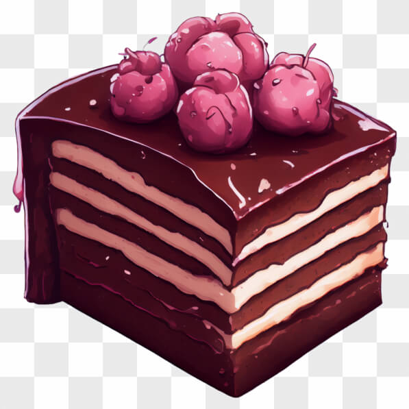 Download Decadent Chocolate Cake Slice with Raspberries Cartoons Online ...