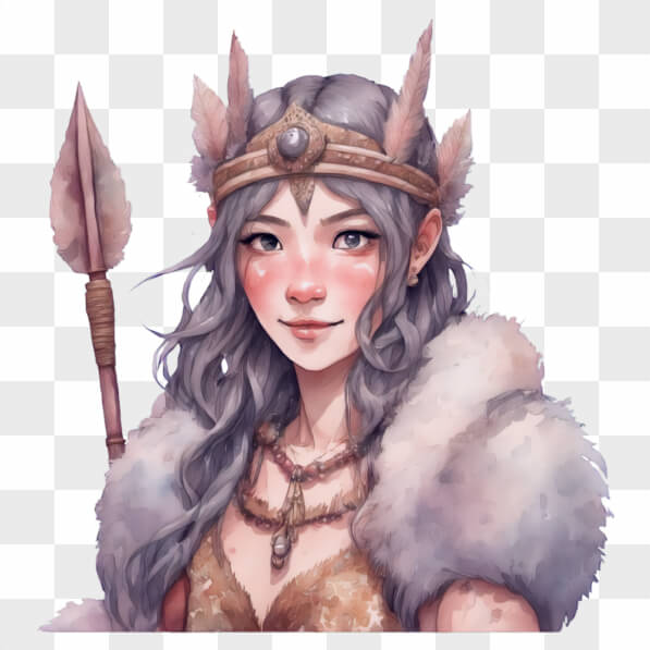 Download Illustrated Character with Feathers and Spear Cartoons Online ...