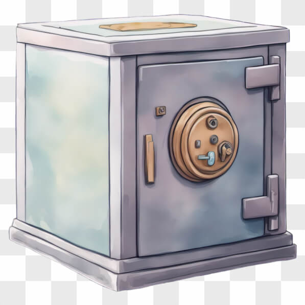 Download Vintage Safe with Dial Lock Cartoons Online - Creative Fabrica