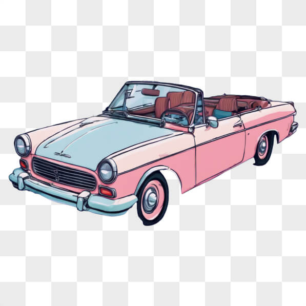 Download Vintage Convertible Car in Pink and Blue Cartoons Online ...