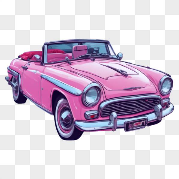 Download Vintage Pink Convertible Car Cartoons Online - Creative Fabrica