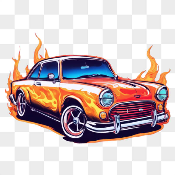 Download Stylized Classic Car with Flames Cartoons Online - Creative ...