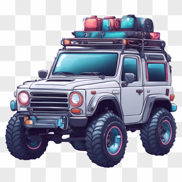 Download Stylized Off-Road Vehicle with Luggage on Roof Rack Cartoons ...
