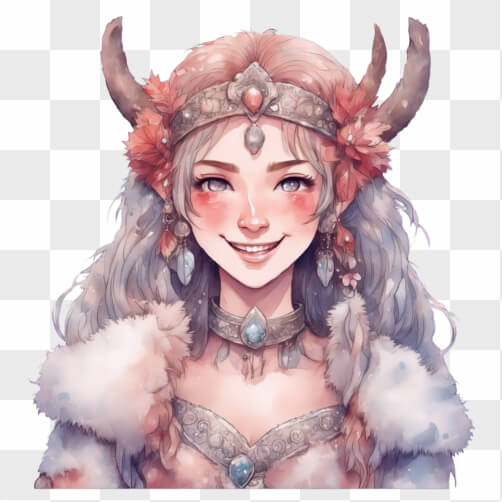 Download Fantasy Character with Blue Hair and Floral Accessories ...