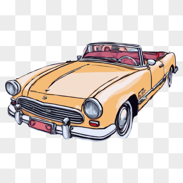 Download Vintage Yellow Convertible Car Cartoons Online - Creative Fabrica