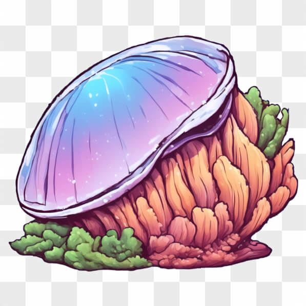 Download Colorful Shell on Coral Cartoons Online - Creative Fabrica