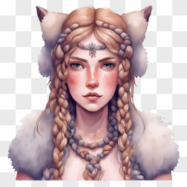 Download Illustrated character with braids and fur hood Cartoons Online ...