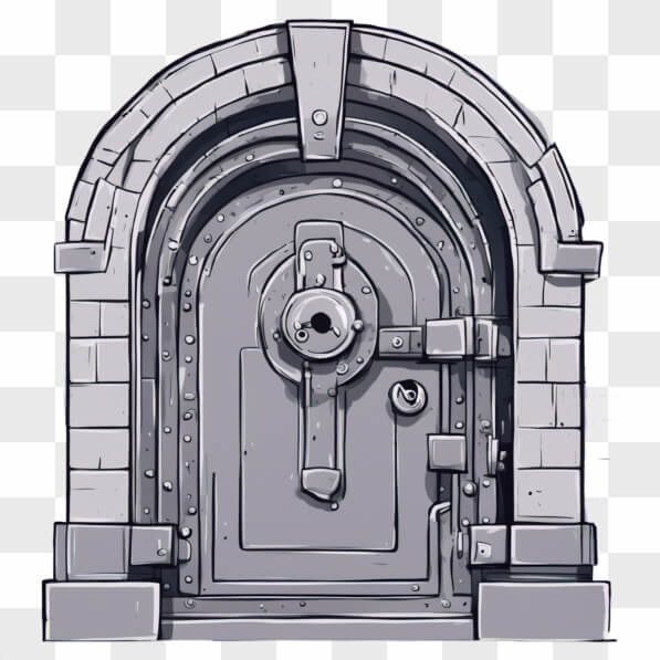 Download Intricate Stone and Metal Door Cartoons Online - Creative Fabrica