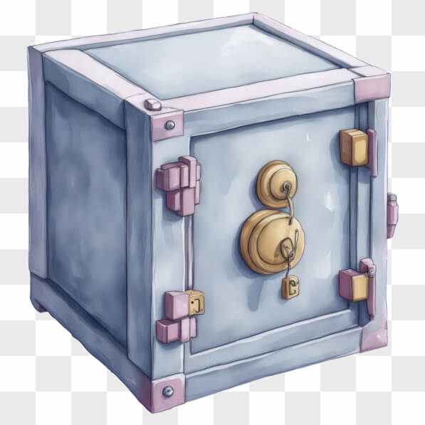Download Stylized Safe with Pink Accents Cartoons Online - Creative Fabrica