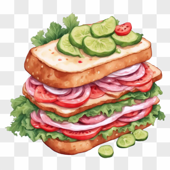 Download Delicious Layered Sandwich Cartoons Online - Creative Fabrica