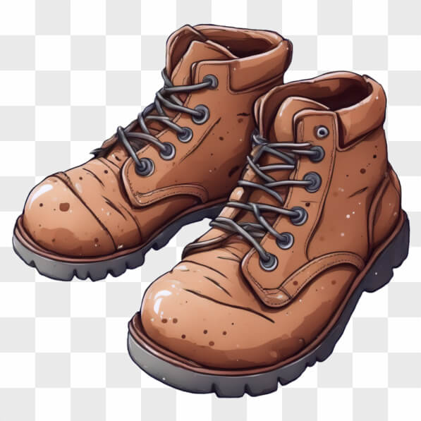 Download Pair of Brown Work Boots Cartoons Online - Creative Fabrica