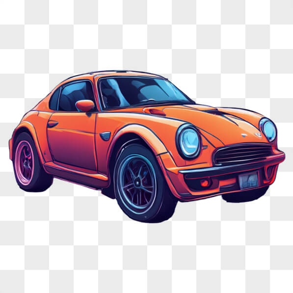 Download Stylized Orange Sports Car Cartoons Online - Creative Fabrica