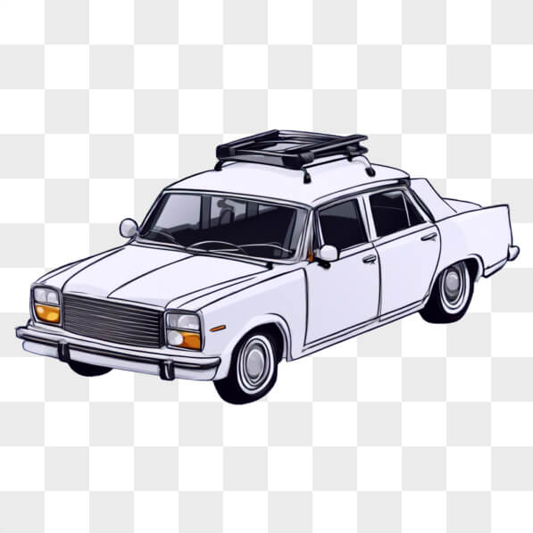 Download Vintage White Car with Roof Rack Cartoons Online - Creative ...
