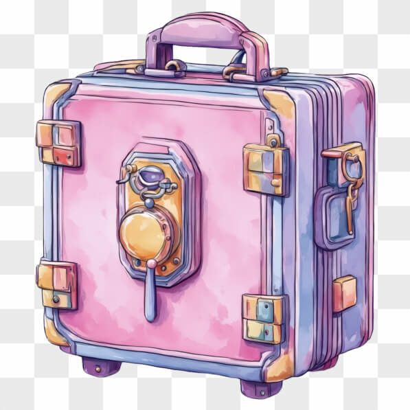 Download Vintage Pink Suitcase with Lock Cartoons Online - Creative Fabrica