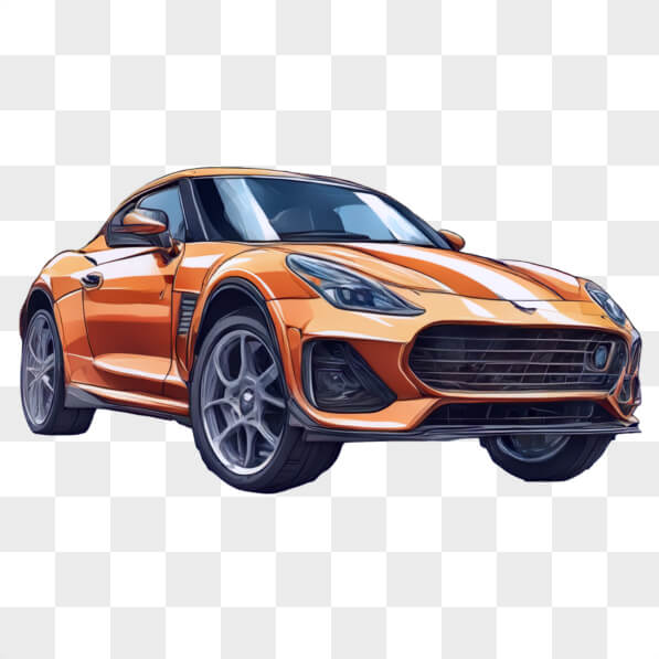 Download Sleek Orange Sports Car Cartoons Online - Creative Fabrica