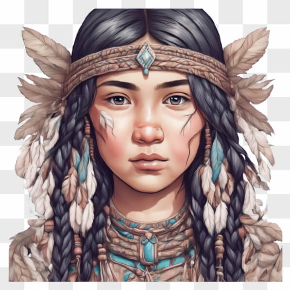 Download Young Native American Girl In Traditional Attire Cartoons