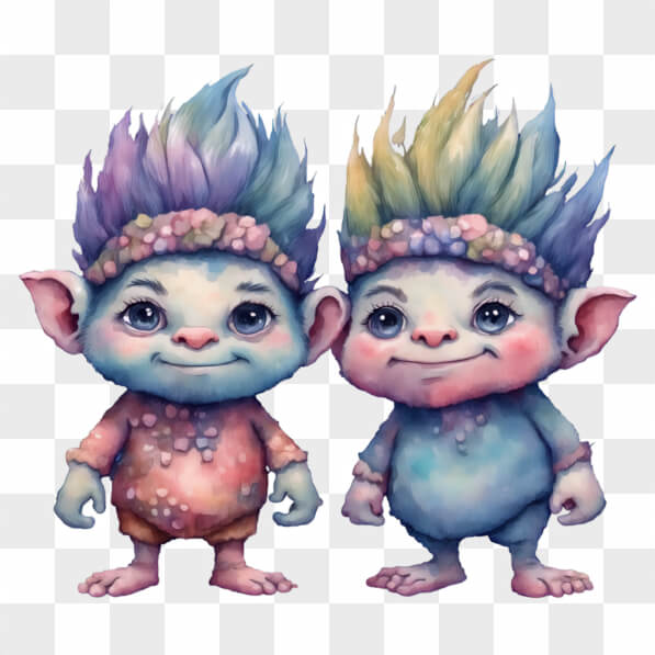 Download Playful Troll Characters with Colorful Hair Cartoons Online ...