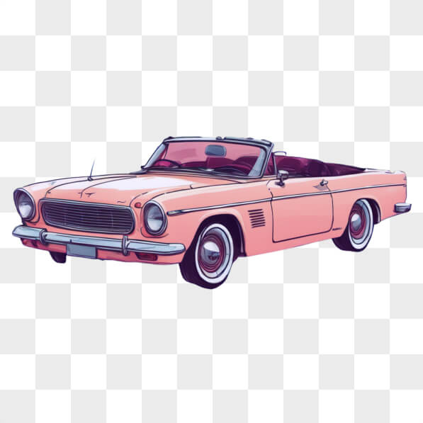 Download Vintage Pink Convertible Car Cartoons Online - Creative Fabrica