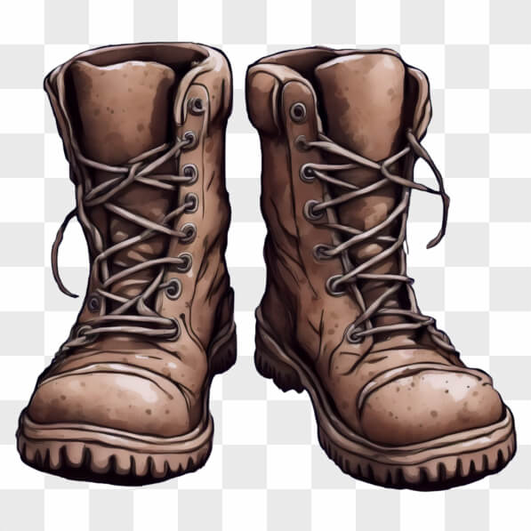 Download Worn Brown Lace-Up Boots Cartoons Online - Creative Fabrica
