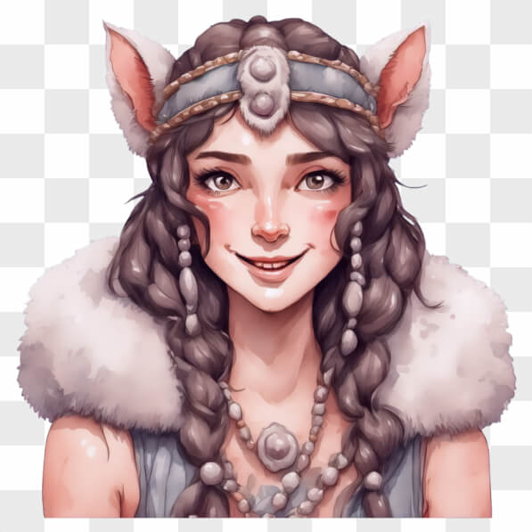 Download Fantasy Character with Cat Ears and Decorative Attire Cartoons ...
