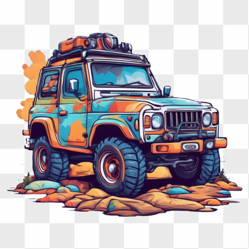 Download Vintage Off-Road Vehicle Cartoons Online - Creative Fabrica