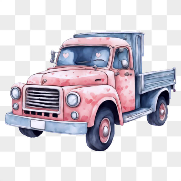 Descarga Camión Pickup Rosa Vintage Cartoons En Línea - Creative Fabrica