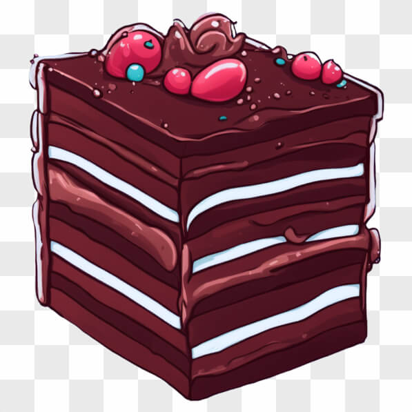 Download Chocolate Layer Cake with Colorful Toppings Cartoons Online ...