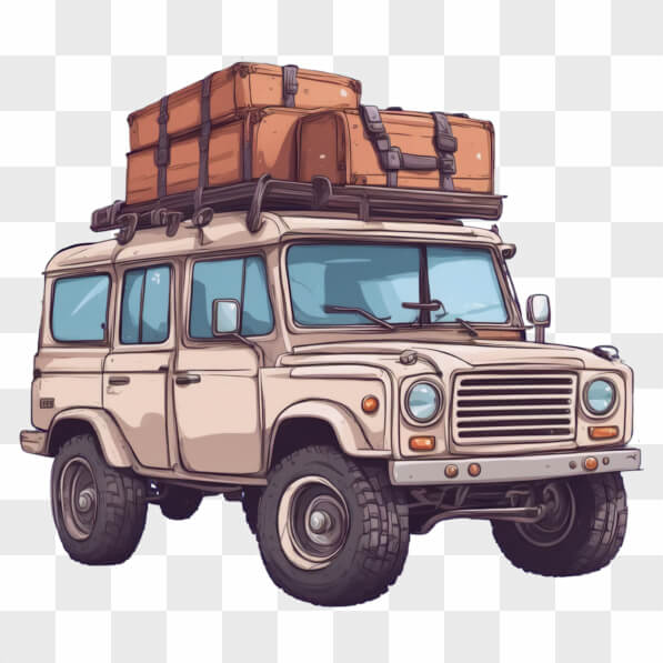 Download Vintage Off-Road Vehicle with Travel Bags Cartoons Online ...