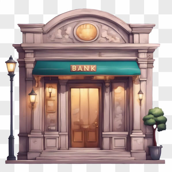 Download Stylized Bank Building with Green Awning Cartoons Online ...