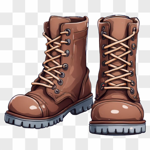 Download Brown Lace-Up Boots Cartoons Online - Creative Fabrica