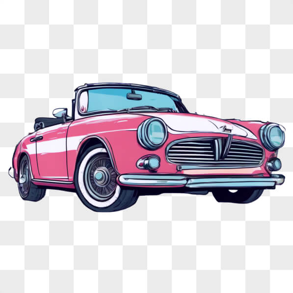 Download Vintage Pink Convertible Car Cartoons Online - Creative Fabrica