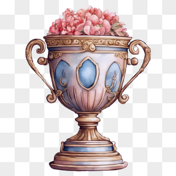 Download Ornate Trophy with Pink Flowers Cartoons Online - Creative Fabrica