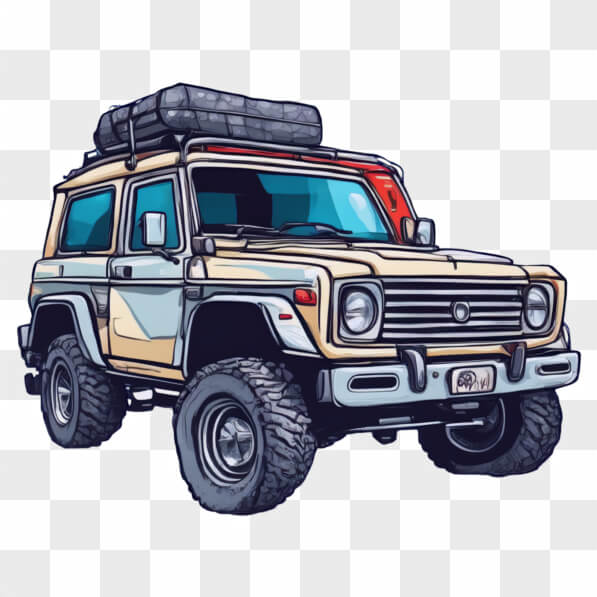 Download Vintage Off-Road Vehicle with Roof Rack Cartoons Online ...
