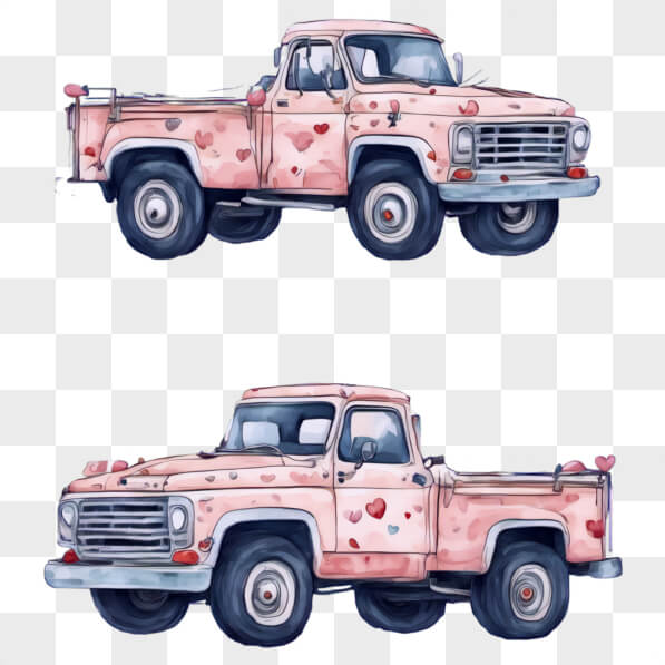 Descarga Camiones pickup vintage en rosa con patrones de corazones ...